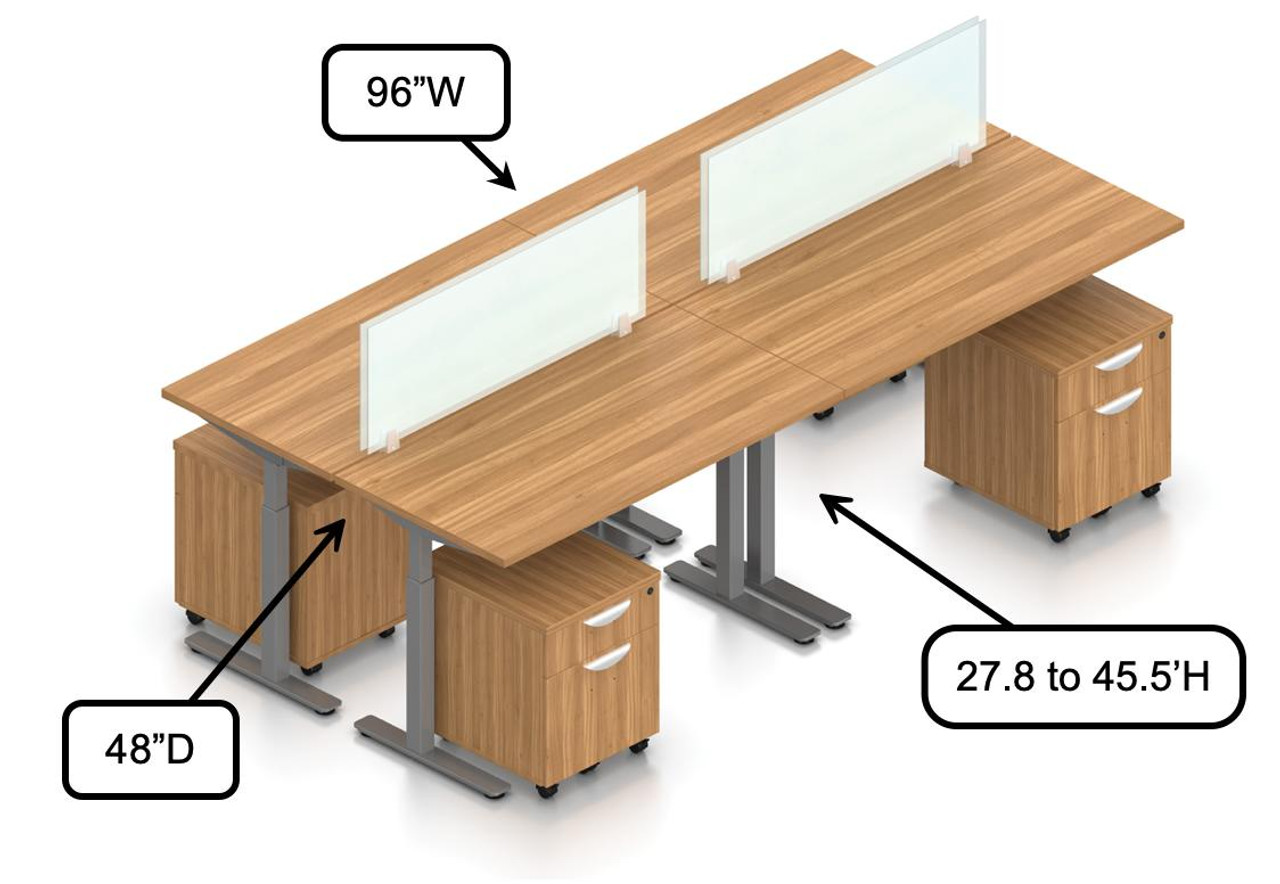 Offices To Go Superior Laminate 4 Person Height Adjustable Ergonomic Sit To Stand Workstation