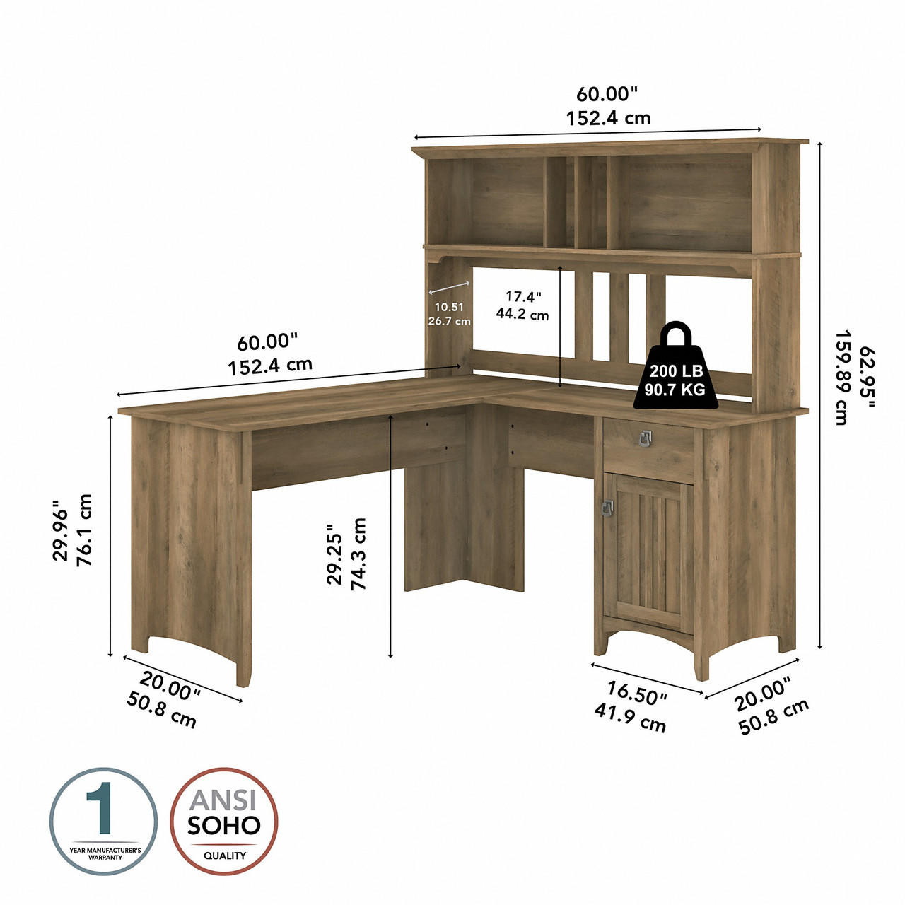 Salina L Shaped Computer backwards Desk Office