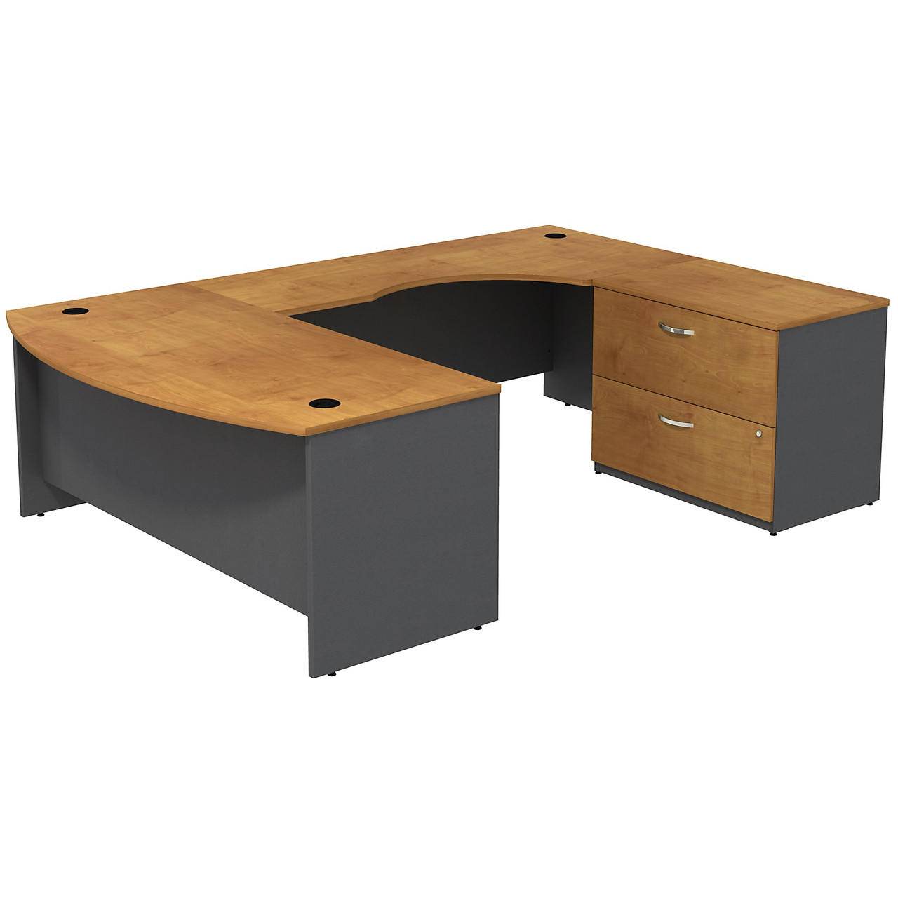 Bush Business Furniture Series C Bow Front Right Handed U Shaped Desk with 2 Drawer Lateral