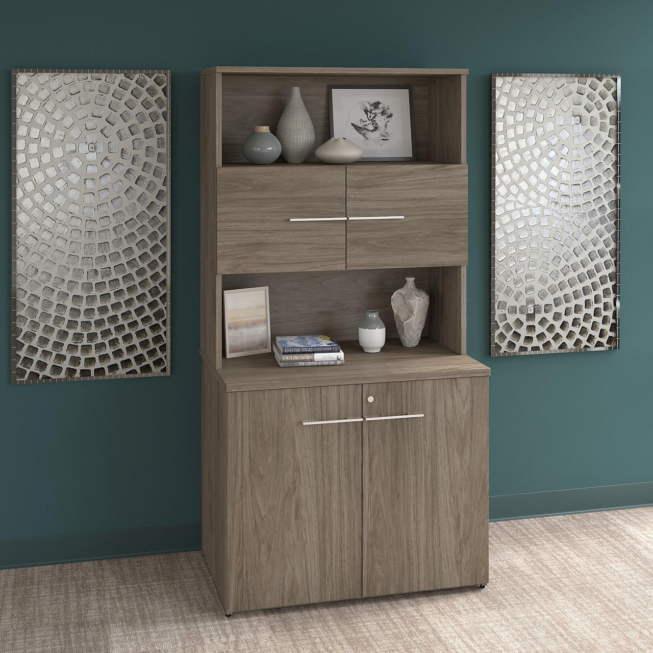 Bush Business Furniture Office 500 Tall Storage Cabinet with Doors and Shelves
