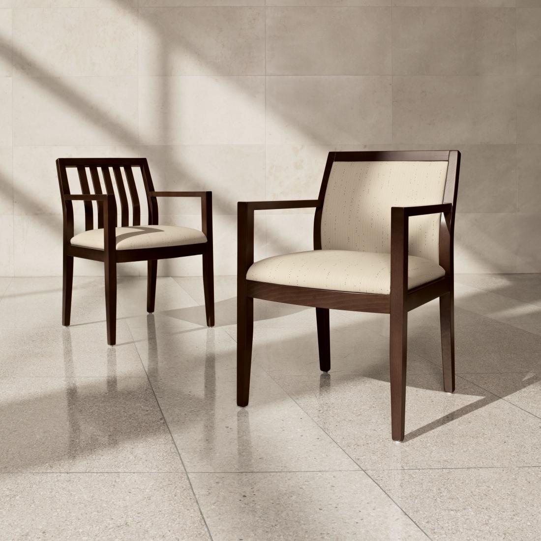 Contemporary Ribbed Back Brown Leather Side Chair