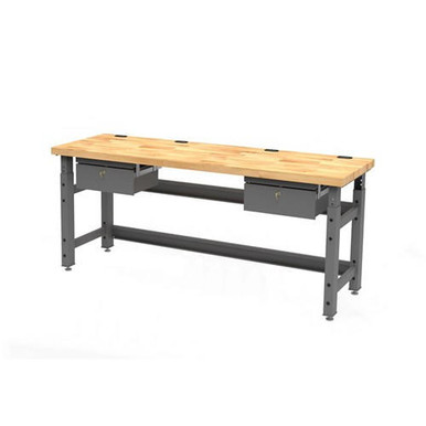 Mayline TechWorks Adjustable Height Work Bench with Butcher Block Surface