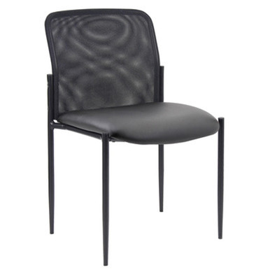 Office Source Crossway Armless Mesh Back Stack Chair with Vinyl Seat 2028V