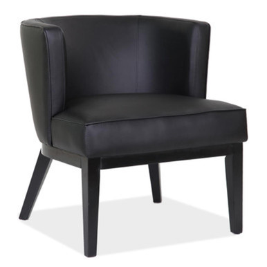 Office Source Bowery Barrel Back Black Vinyl Arm Chair 5209