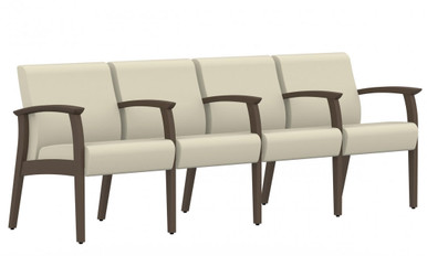Global Care Primacare Healthcare Vinyl 4 Seat Guest Bench with Wood ...