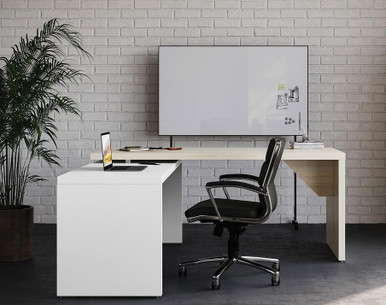 Office Source Lucca Contemporary 2-Tone L-Shaped Desk OSXD2001