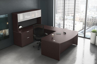 Office Source OS Laminate Bow Front U-Shaped Desk OSTYP322