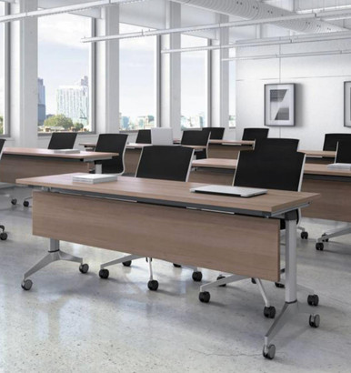 Global Terina 6' x 2' Flip Top Nesting Table with Modesty Panel