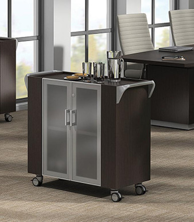 Global Zira Mobile Serving Cart with Glazed Doors