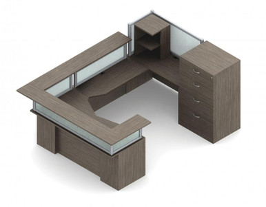 Global Zira Series U-Shaped Reception Desk with Storage ZRA521L