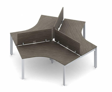 Global Bridges II 3 Person Open Concept Cluster Workstation with ...
