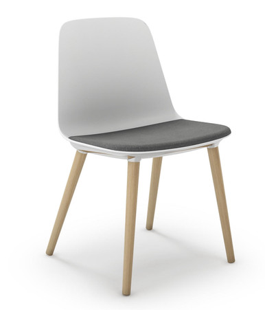Element Contract Bree Poly Shell Chair with Natural Wood Legs and Seat ...
