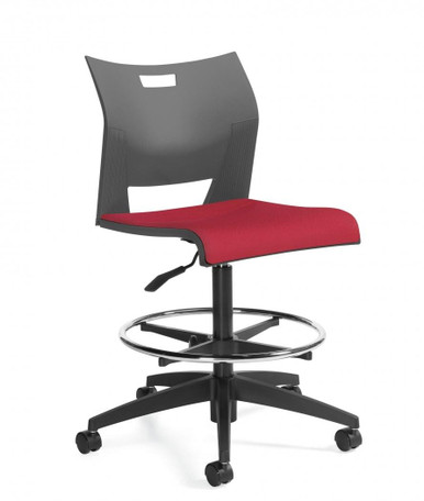 Global Duet Collection Armless Poly Shell Task Stool with Upholstered ...