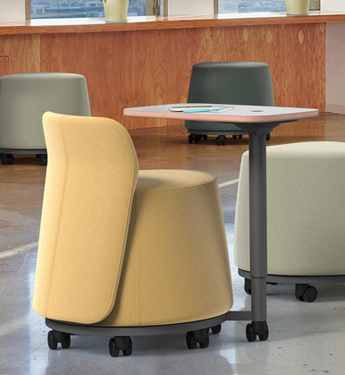 OM Seating Plot Twist Pouf Chair with Back and Height Adjustable Tablet ...