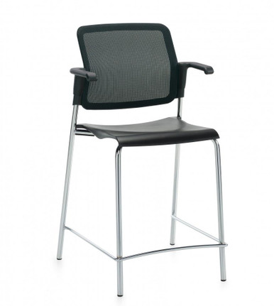 Global Sonic Counter Height Mesh Back Stool with Wipe Clean Poly Seat ...