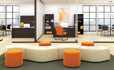 Offices To Go Modular 8 Piece Serpentine Lounge Seating Layout with ...