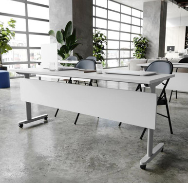 Flash Furniture 72x24 Gray Flip Top Nesting Table with Modesty Panels ...