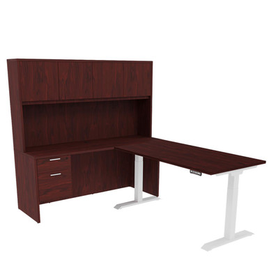 i5 Industries iRize Height Adjustable L-Desk with Closed Hutch