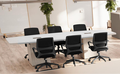 Office Source OS Laminate 10' Boat Shaped Conference Table with Cube Bases