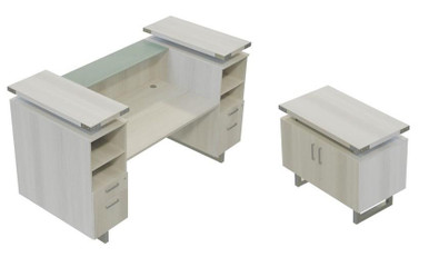 Safco Mirella Floating Top Reception Desk with Matching Storage Cabinet