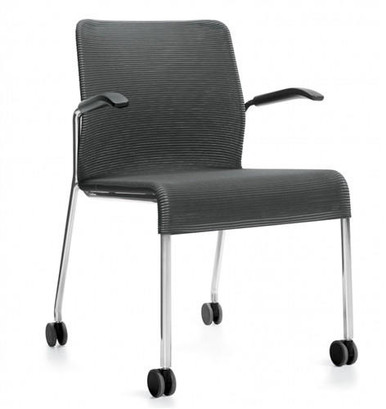 Global Lite Mesh Side Chair with Arms and Casters