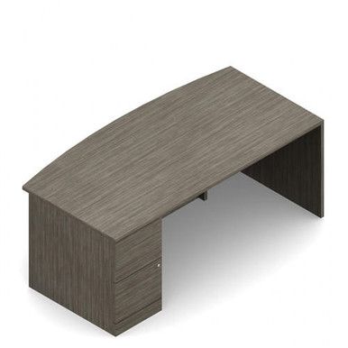 Global Zira 60" Bow Front Desk with File Pedestal