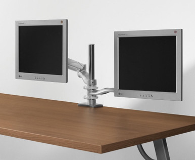 Global Dual Screen Double Extension Monitor Arm with Height Adjustment