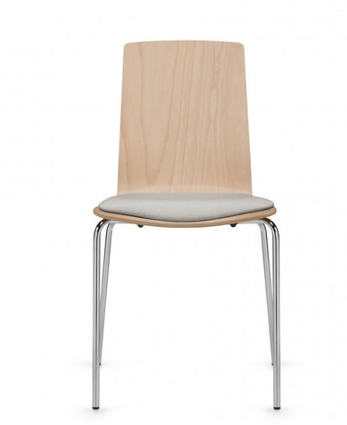 Global Sas Wood Stack Chair with Upholstered Seat