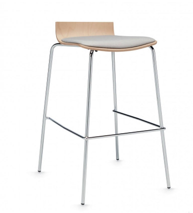 Global Sas Low Back Bar Stool with Upholstered Seat