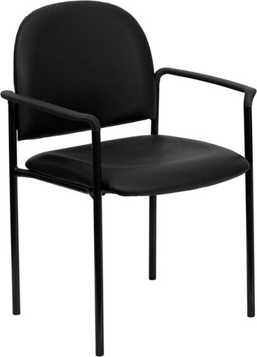 Flash Furniture Black Vinyl Stack Chair with Arms