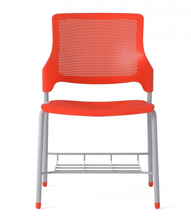 Global Stream Armless Poly Side Chair with Backpack Rack