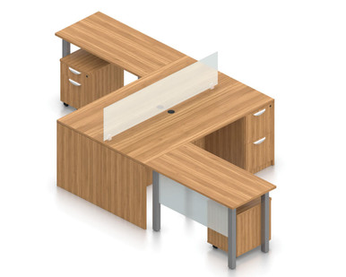 Offices To Go Superior Laminate Double L-Desk Layout with Acrylic ...