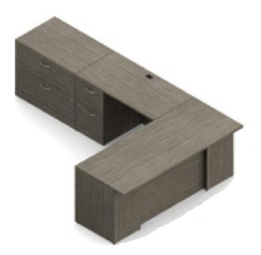 Global Zira L-Desk with Lateral File Cabinet