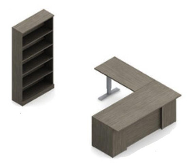 Global Zira Ergonomic L-Desk with Bookcase