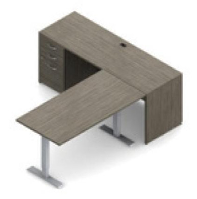Global Zira Height Adjustable L Shaped Desk