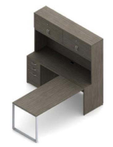 Global Zira L-Desk with Hutch