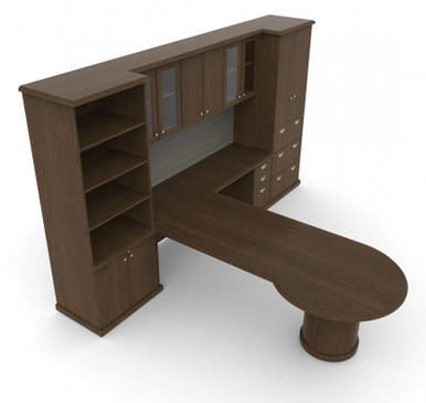 Global Philadelphia Wood Veneer Executive Wall Desk Configuration