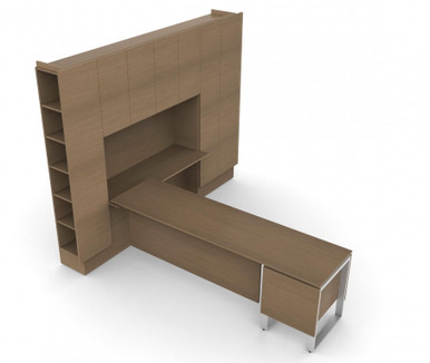 Global Foundations Luxury Wood L-Shaped Executive Desk