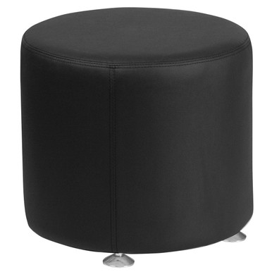 Flash Furniture Alon Series Black Faux Leather Round Ottoman
