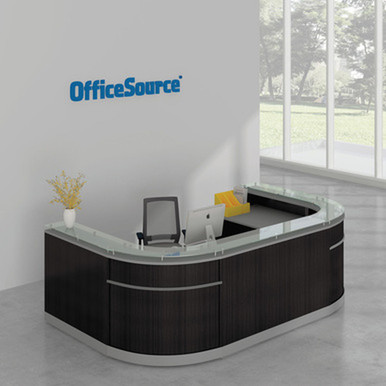 Office Source Cosmo Glass Accented U-Shaped Reception Workstation