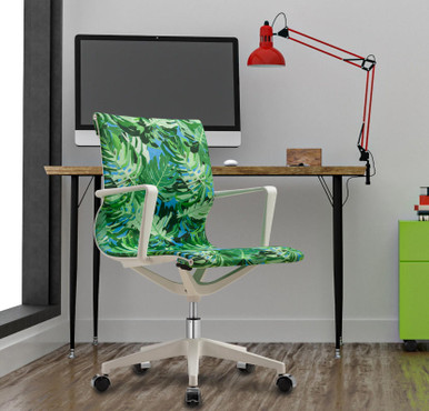 Eurotech Elizabeth Sutton Wynwood Green Floral Pattern Office Chair with Silver Accents
