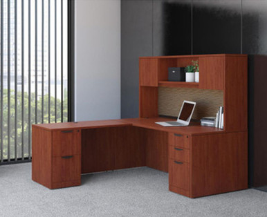 Office Source OS Laminate L-Desk with Hutch OS86