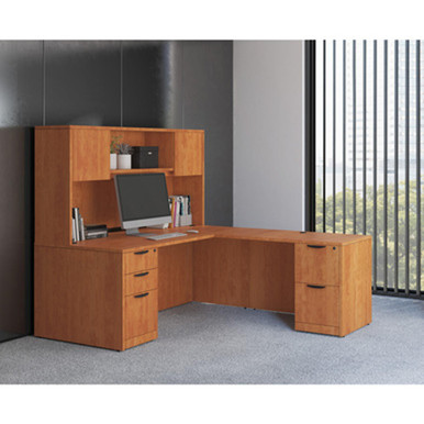 Office Source OS Laminate Reversible L-Desk with Hutch OS257
