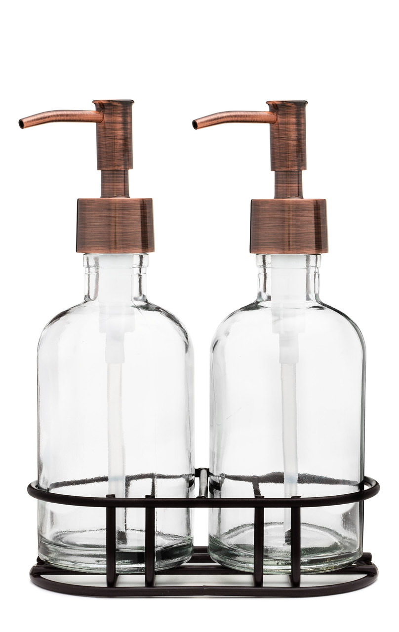 Soap Dispenser Sets | Perfect Pair Glass Clear Soap Dispenser Set with ...