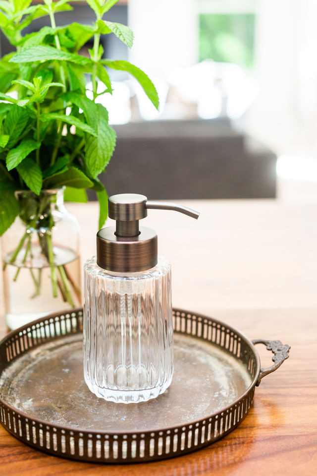 Foaming Soap Dispensers | Bronze Flora Fluted Glass Foaming Soap ...