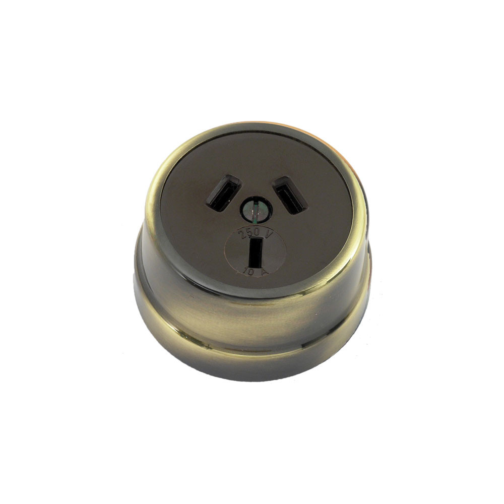 Heritage Clipsal Round Power Point Socket - Brown Socket with Antique ...