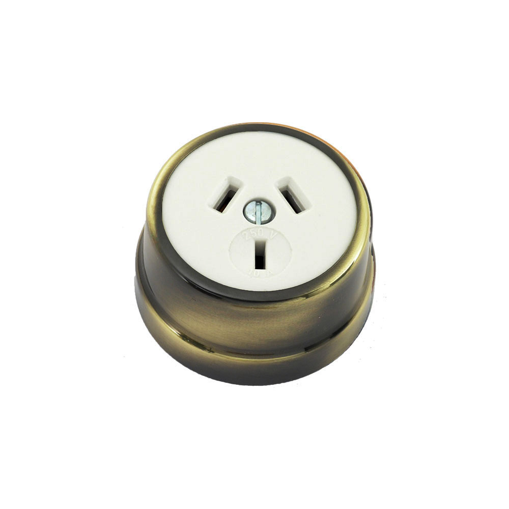 Heritage Clipsal Round Power Point Socket - White Socket with Antique ...