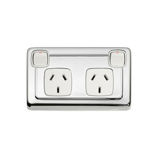 Polished Chrome Double GPO Flat Plate Contemporary PowerPoint with ...