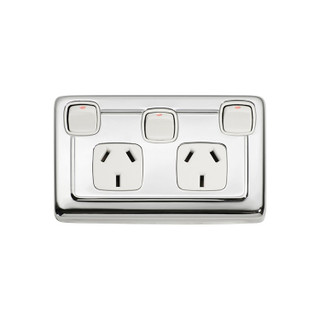 Classic Double GPO Flat Plate Polished Chrome Power Point with Switch ...