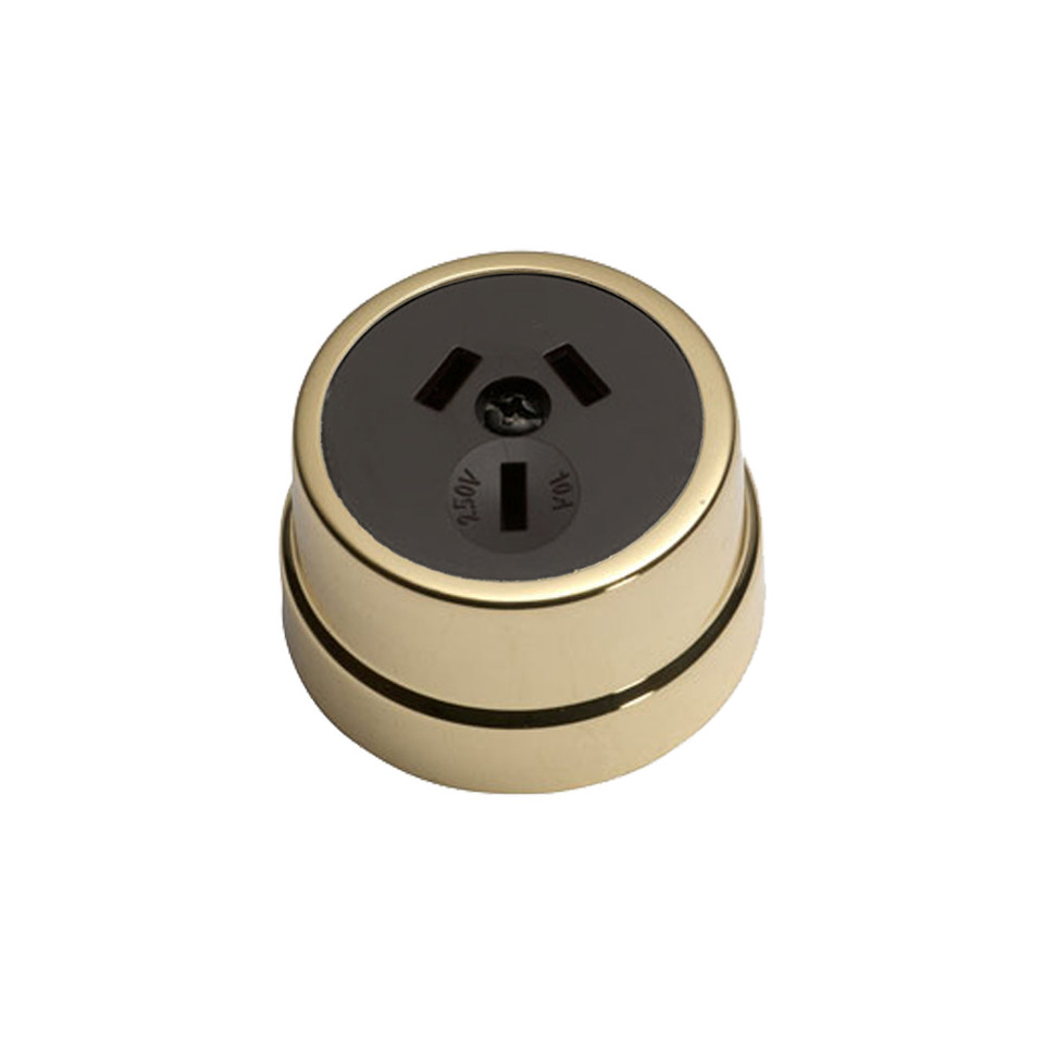 Heritage Clipsal Round Power Point Socket - Brown Socket with Brass ...